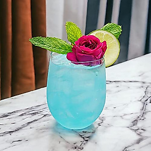 24 piece Stemless Unbreakable Crystal Clear Plastic Wine Glasses Set of 24 (12 Ounces)