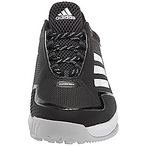 adidas Men's Icon 7 Turf Baseball Shoe, Black/White/Silver Metallic, 12