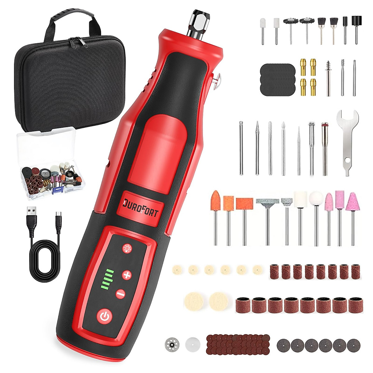 Cordless Rotary Tool Kit, 8V Cordless Die Grinder 146pcs Accessories, 32000RPM 5-Speed Multi Power Carving Tools, 2.0Ah Rechargeable Battery, for Sanding, Polishing, Engraving, Drilling, Cutting, DIY