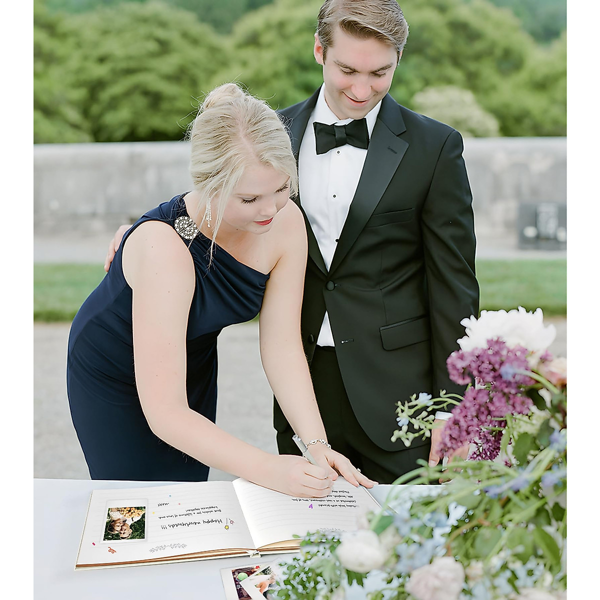 Jowaia Wedding Guest Book - Guest Book for Wedding Reception, Baby Shower, Birthday, Anniversary and Special Day - Registry Guestbook for Guests to Sign in and Add Photos with 110 Lined Pages (Cream)