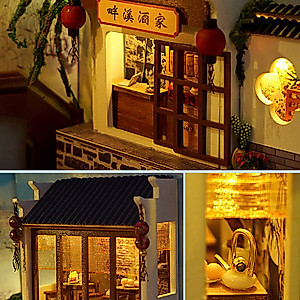 WonDerfulC 3D Wooden Book Stand Puzzle DIY Dollhouse Wood Bookends Book Nook Model Building Kit with LED Light for Teens and Adults to Build-Creativity Gift for Birthdays Christmas Halloween