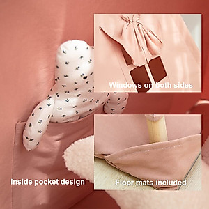 Teepee Tent for Kids with Padded Mat Foldable Tone Play Tents for Girl and Boy Canvas Tepee Playhouse for Child Indoor Outdoor