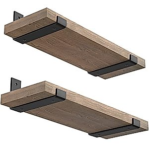 8 Inch Wall Shelf Brackets (Match 7.25" Board) 4PCS, Heavy Duty Black Metal, Kitchen, Bathroom, Mantel, Floating Shelves Hardware
