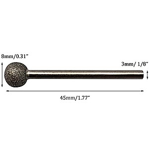 20Pcs Diamond Mounted Point, 8mm Ball Head, 3mm Shank, Diamond Grinding Bit Rotary Burrs, for Jade Stone Jewelry Ceramic Carving Polishing