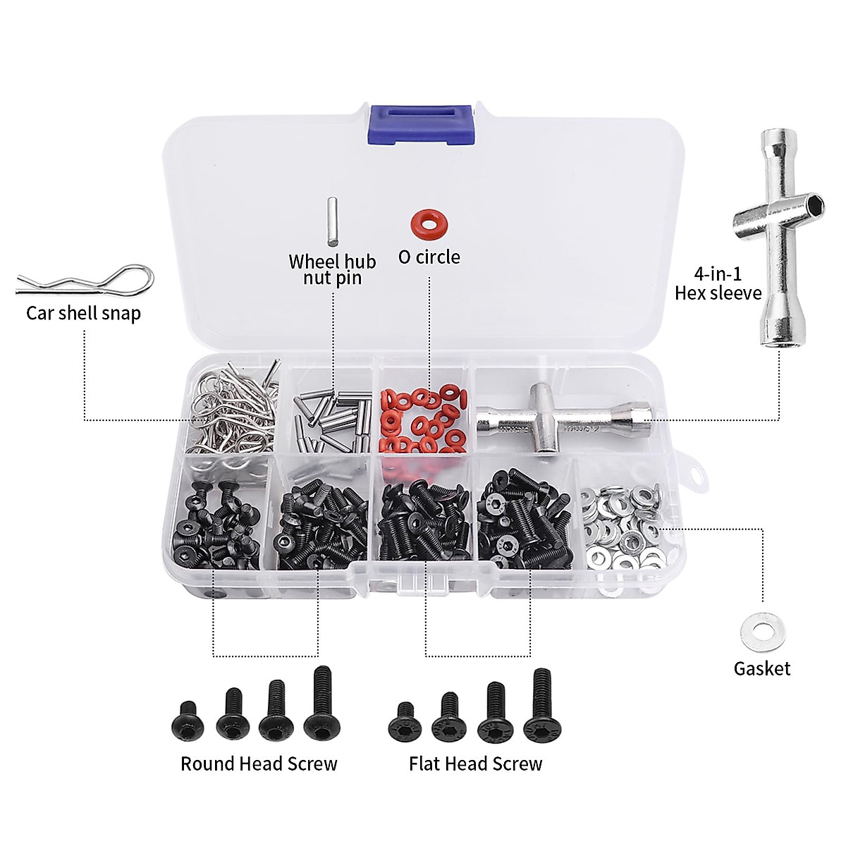 RC Tool Kit - RC Screwdriver(Flat/Phillips/Hex), Screw Kit, Pliers, Wheel Wrench, Tray for RC Car FPVDone Quadcopter Helicopter Boat Compatible with Traxxas, Axial, Redcat, HPI, Losi RC Repair Tools