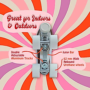 Chicago Skates Women's and Girl's Premium Leather Lined Rink Roller Skate - Classic White Quad Skates