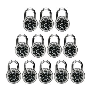 LanuBe Lock Standard Dial Combination Lock, 2 in. Wide, with Different Combinations, Black Turnplate, Pack of 12; Lock for School, Employee, Gym Sports Locker, Case, Toolbox, Fence and so on