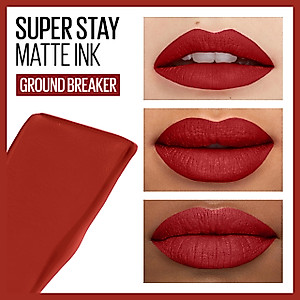 Maybelline Super Stay Matte Ink Liquid Lipstick Makeup, Long Lasting High Impact Color, Up to 16H Wear, Ground-Breaker, Maple Leaf Red, 1 Count