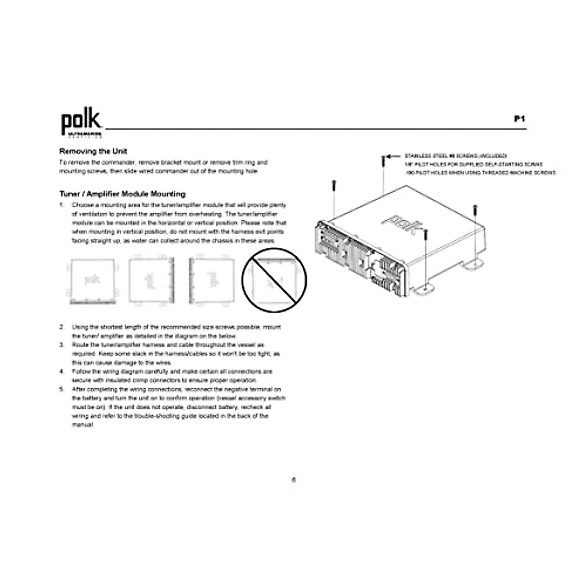 Polk Ultramarine P1 App Ready|Bluetooth| Waterproof Marine Stereo, 4.3" Color TFT Display, 200 Watts Maximum Power Handling (50W x 4), Compatible with iPod/iPhone via Bluetooth (Renewed)