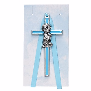 3 1/2" BLUE BOY CRIB CROSS great baptism christening gift keepsake gift