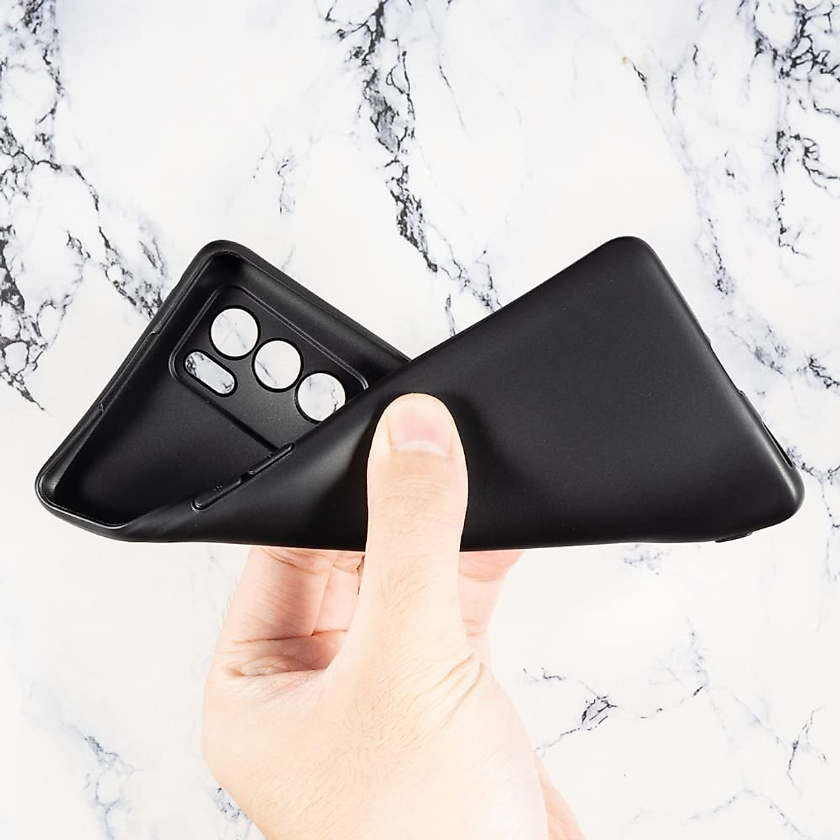 Shantime Oppo Reno 6 Pro 5G Case, Soft TPU Back Cover Shockproof Silicone Bumper Anti-Fingerprints Full-Body Protective Case Cover for Oppo Reno 6 Pro 5G (Black)