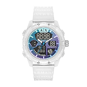 A|X ARMANI EXCHANGE Men's Analog-Digital Clear Silicone Watch (Model: AX2963)