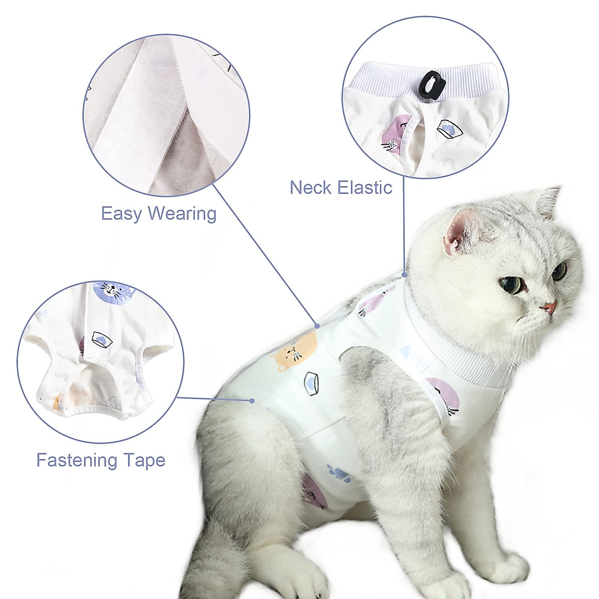 HACRAHO Pet Recovery Suit, 1 PCS Cat Surgical Recovery Suit Breathable E-Collar Alternative for Cats and Dogs, Chest Girth 14.96-18.11"