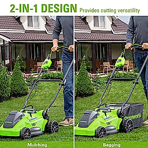 Greenworks 40V 16" Brushless Lawn Mower + Blower (350 CFM), 4.0Ah Battery and Charger Included