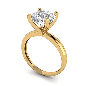 3 Ct Brilliant Round Cut Clear Simulated Diamond 14K Yellow Gold Solitaire Engagement Promise Bridal Ring Size 3.5