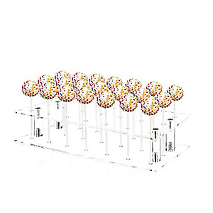 YestBuy Cake Pop Display Stand, 21 Hole Cake Pop Holder, Lollipop Holder for Weddings, Birthday Parties, Anniversaries Gift, Halloween, Christmas Candy Decorative (Clear)