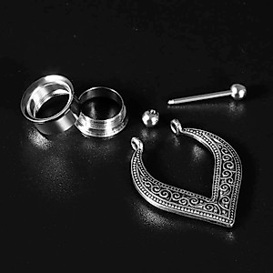 TBOSEN 2 pcs Variety Of Styles Surgical Stee Earrings Gauges Tunnels Plug Kit Dangle Ear Plugs Stretching Kit Piercing Plug 2g - 1 inch