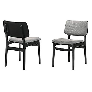 Armen Living Lima Wood Dining Accent Chairs Finish Fabric-Set of 2, 20" Wide, Black/Grey