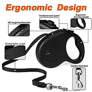 EC.TEAK Retractable Dog Leash, 16 FT Dog Walking Leash for Small/Medium Dog or Cat up to 50 lbs, Tangle Free, One-Hand Brake