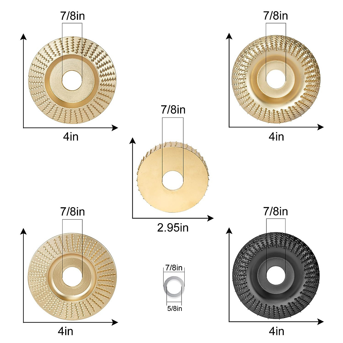 LAMPTOP 16 Pcs Wood Carving Grinder Tools Set, Including 5 Pcs Angle Grinder Wood Carving Disc, 5 Pcs Sanding Wheels, Speedcutter for Woodworking, and 5 Pcs Stainless Steel Disc Fitting Ring