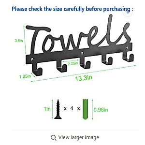 Spa Tender Outdoor /Indoor Towel Rack with 5 Towel Hooks is Wall Mounted.Black Metal,Rustproof and Waterproof Great for Pools and Hot Tubs Rack to Hang Your Bathroom Towels, Robes, Clothing (Black).