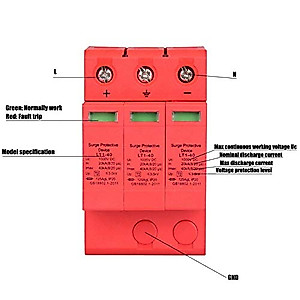 Fafeicy 3P DC Power Surge Protector Lightning Protection Arrester Device(3p40ka)