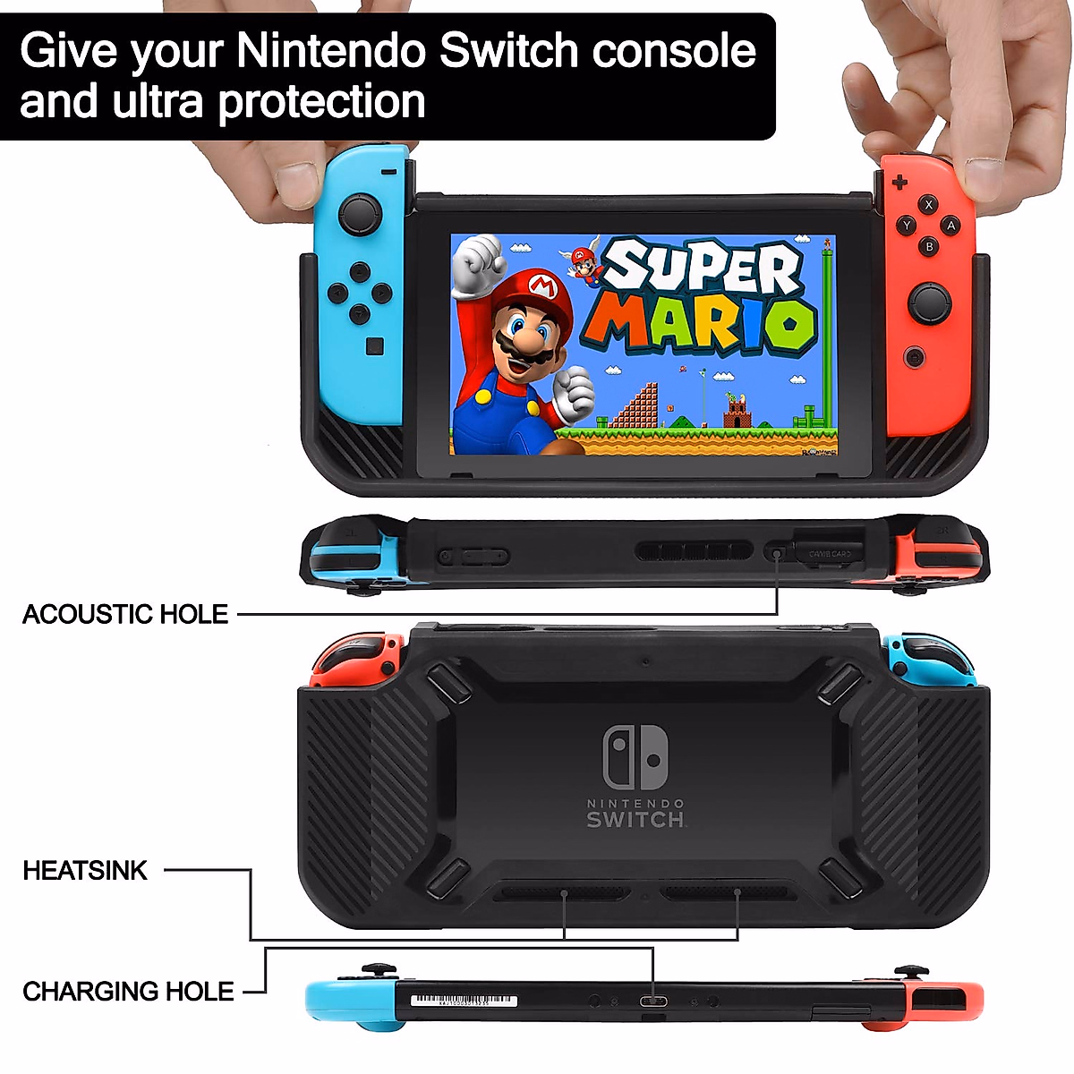 Switch Accessories Bundle for Nintendo Switch, Kit with Carrying Case, Screen Protector,Charging Dock,Compact Playstand,Protective Case,Game Case,Joystick Cap,Grip (16-in-1)