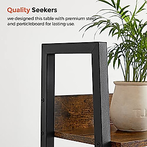 VASAGLE Bookshelf, 4-Tier Ladder Shelf, Freestanding Storage Shelves, for Home Office Living Room Bedroom Kitchen, Steel Frame, Simple Assembly, Industrial, Rustic Brown and Black ULLS108B01