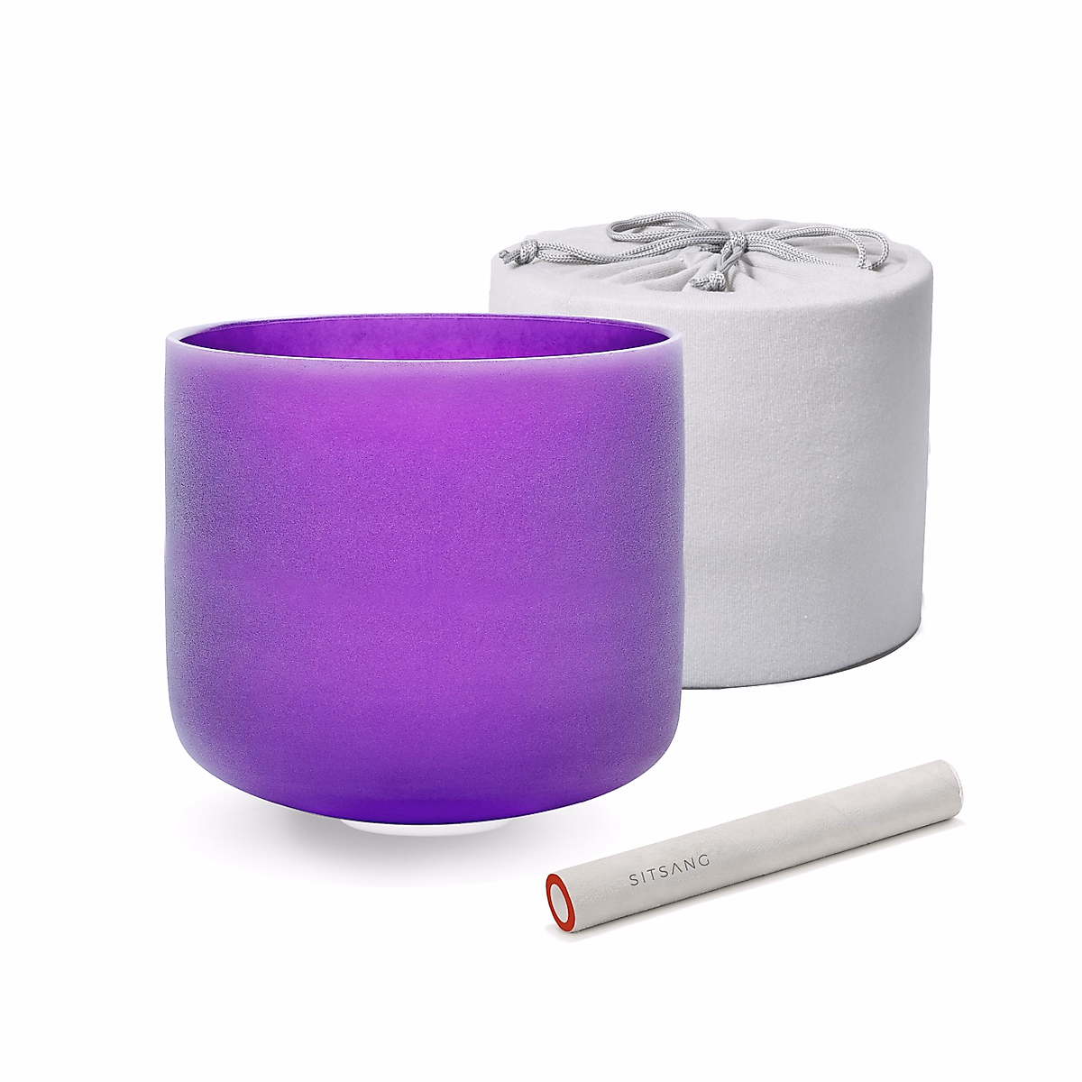 SITSANG Purple B Note Crystal Singing Bowl Crown Chakra 6 inch with Sponge Padded Bundle Bag and Singing Bowl Rubber Mallet and Suede Striker