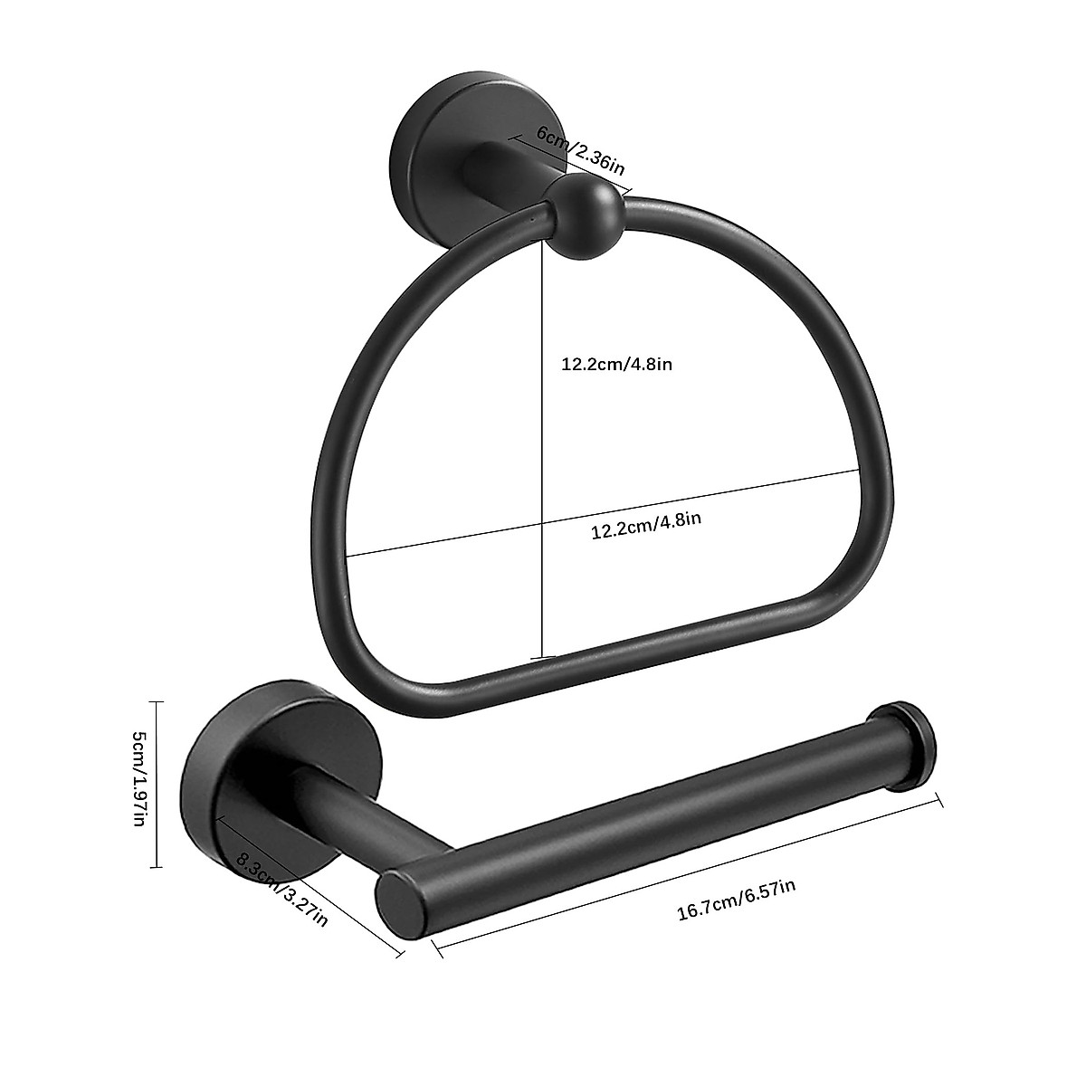 Leyden Matte Black Toilet Paper Holder and Hand Towel Holder, 2 Pieces Bathroom Hardware Accessories Set, SUS304 Stainless Steel Sturdy Wall Mount Toilet Paper Roll Holder and Towel Rack