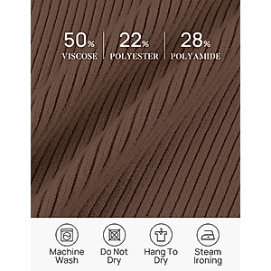 ZESICA Sweaters for Women Spring Long Sleeve V Neck Ribbed Knit Pullover Tops Casual Slim Fit Basic Tee Shirts,Mocha,Small