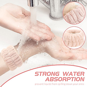 Face Washing Wristbands-Absorbent Wristband for Washing Face Microfiber Wrist Wash Band Towel, Makeup Skincare Prevent Liquids Spilling Down Arm (Purple, Pink, Pale Pink, Light Brown)