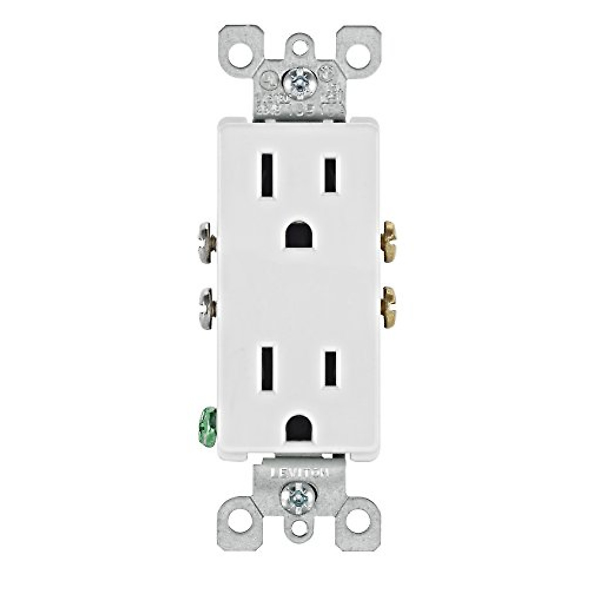 Leviton 5325-WMP 15 Amp, 125 Volt, Decora Duplex Receptacle, Residential Grade, Grounding, 10-Pack, White