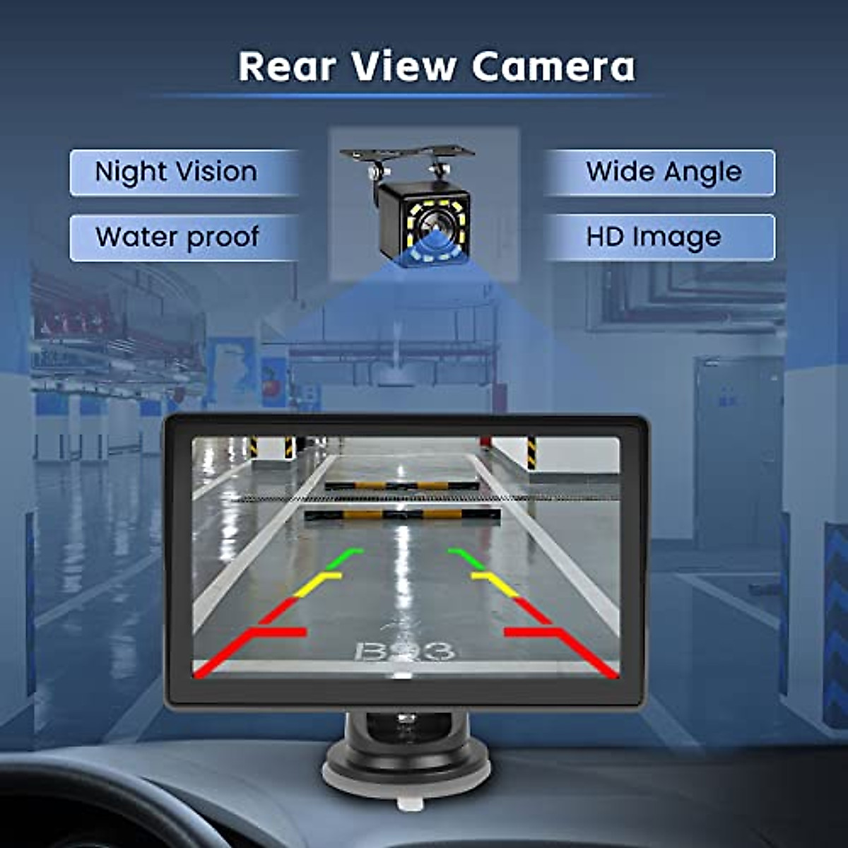 Hikity 7 Inch HD Portable Wireless Apple Carplay and Android Auto Screen, Bluetooth Car Stereo with Airplay Siri AUX USB FM Transmitter Backup Camera for All Vehicles