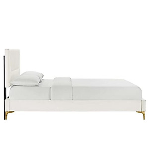 Modway Yasmine Channel Tufted Performance Velvet Full Platform Bed in White