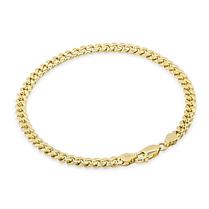 Nuragold 14k Yellow Gold 4.5mm Miami Cuban Link Chain Bracelet, Mens Womens Jewelry 7" 7.5" 8" 8.5" 9"