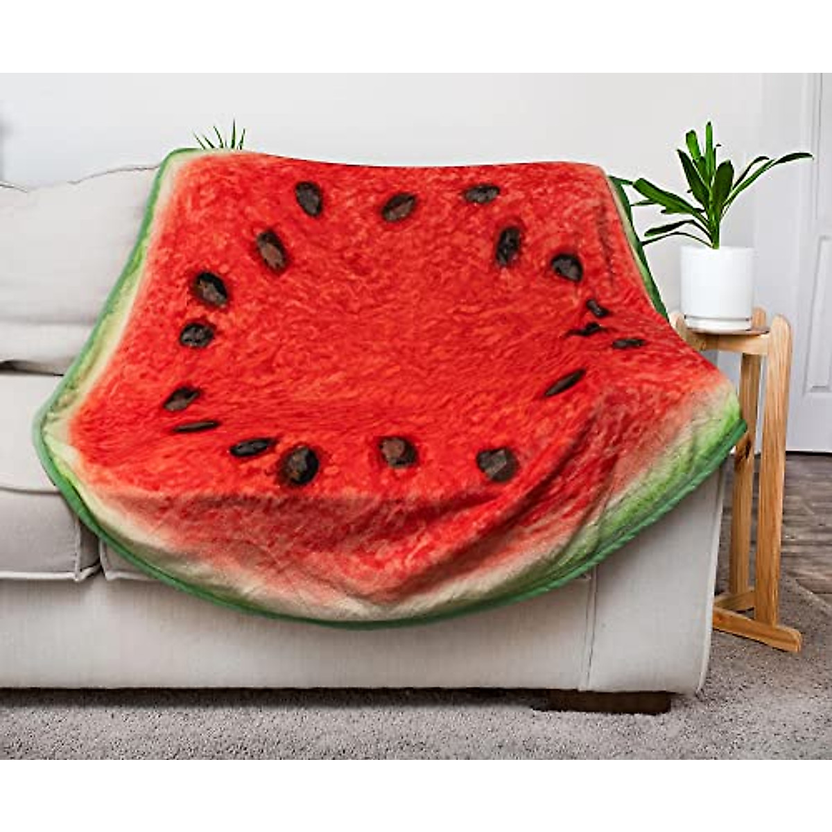 Watermelon Slice Round Fleece Throw Blanket | Plush Soft Polyester Cover For Sofa and Bed, Cozy Home Decor Room Essentials | Cute Gifts and Collectibles | 60 Inches