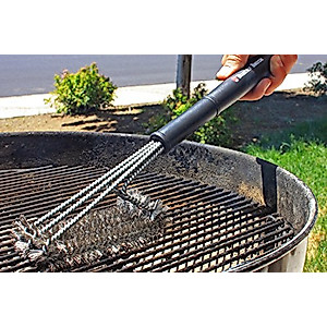 Burley Brush 3X Stainless Grill Brush, Ultimate Cleaning Brush for your BBQ Grill, Long 18" Handle, Heavy Duty Construction, Built to Last with Rugged Twist Wire Design - Works great with all Weber, Charbroil, Traeger and all Porcelain Style Grills - Make