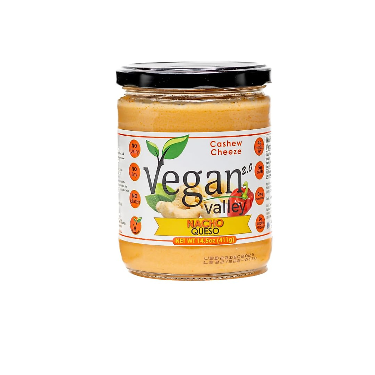 VEGAN VALLEY Cashew Nacho Cheeze Sauce, 14.5 oz - Shelf Stable, Tangy Vegan Nacho Cheeze -Certified Gluten-Free, Kosher, Dairy Free Cheeze -Non-GMO Plant-Based Cheeze Great As Vegan Pasta Sauce, Dip
