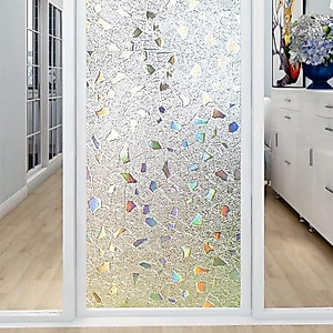 WPT 3D Semi-Privacy Window Film Self-Adhesive 2 Pack Frosted Semi Privacy Static Cling Home Bedroom Bathroom Glass (35.4X 78.7 inches)