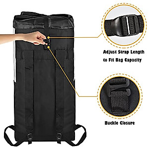 Laundry Backpack Bag Travel Laundry Backpack Extra Large Heavy Duty with Shoulder Straps Camp Nylon Laundry Hamper Bag with Drawstring Closure for College, Travel, Laundromat, Apartment, Camp (Black)