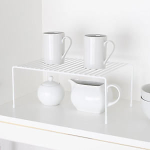 Smart Design Cabinet Storage Shelf Rack - Medium (8.5 x 13.25 Inch) - Steel Metal Wire - Cupboard, Plate, Dish, Counter & Pantry Organizer Organization - Kitchen [White]