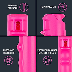 SABRE RED Pepper Gel with Snap Clip, 25 Bursts (5x Other Brands), 12-Foot (4-Meter) Range, Flip Top Safety, Gel is Safer, Maximum Strength OC Spray, Durable Hard Case, Ergonomic Finger Grip, Pink
