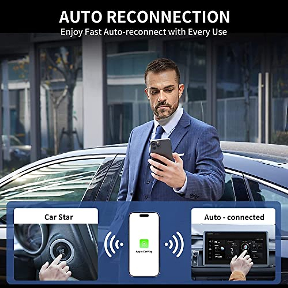 Wireless Carplay Adapter, iWiner 2023 Upgrade CarPlay Wireless Adapter Dongle for iPhone(i-OS 10+) Auto to Wireless Connect to Factory Wired CarPlay Cars from 2015 Plug & Play