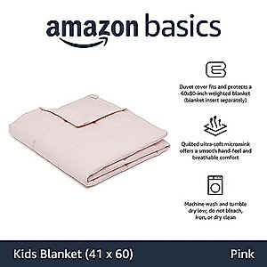 Amazon Basics Kid's Cotton Weighted Blanket, 7 Pound, Pink, 41 x 60 Inch
