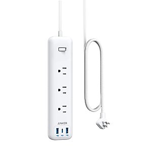 Anker USB C Power Strip with Power Delivery, 3 Outlets and 30W 3 USB (1 USB C, 2 USB A), PowerPort Strip PD 3 with 6ft Long Extension Cord, Flat Plug, for Home, Office, and Dorm Room