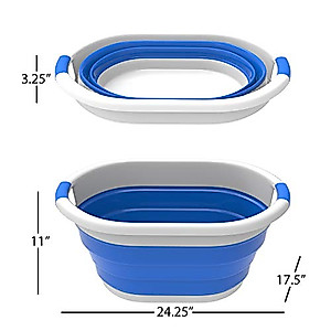 Collapsible Laundry Basket- Space Saving Pop Up Clothes, Multiuse Organizer/Storage Container with Comfort Grip Handles by Lavish Home (Blue)