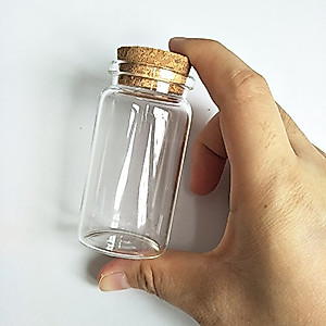 Luo House 6pcs 50ml Small Glass Bottles Vials Jars Glass with Cork Stopper Storage Bottle 50ml 37x70mm(1.45x2.75inch)