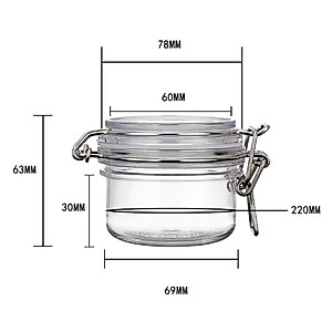 2Pcs 4 Oz/120ml Clear Round Plastic Home Kitchen Storage Sealed Jar Bottles with Leak Proof Rubber and Hinged Lid for Herbs, Spices, Candy, Gift, Arts and Crafts Storage Multi-purpose Container