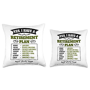 Lawn Bowls Accessories Ideas For Grandma & Grandad Funny Lawn Yes I Have A Retirement Plan & Lawn Bowling Throw Pillow, 16x16, Multicolor